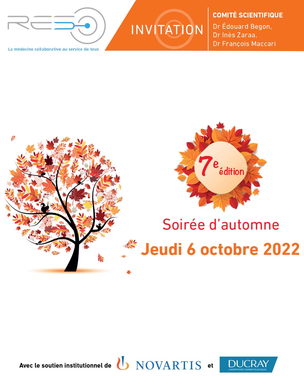 Invitation soirée d'automne du 6 octobre 2022 - Reso dermatologie